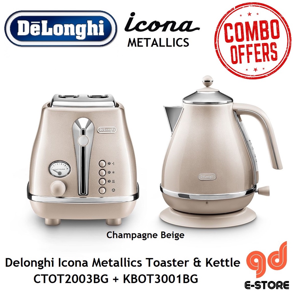 [Combo] Delonghi Icona Metallic Toaster + Kettle KBOT2001BG ...