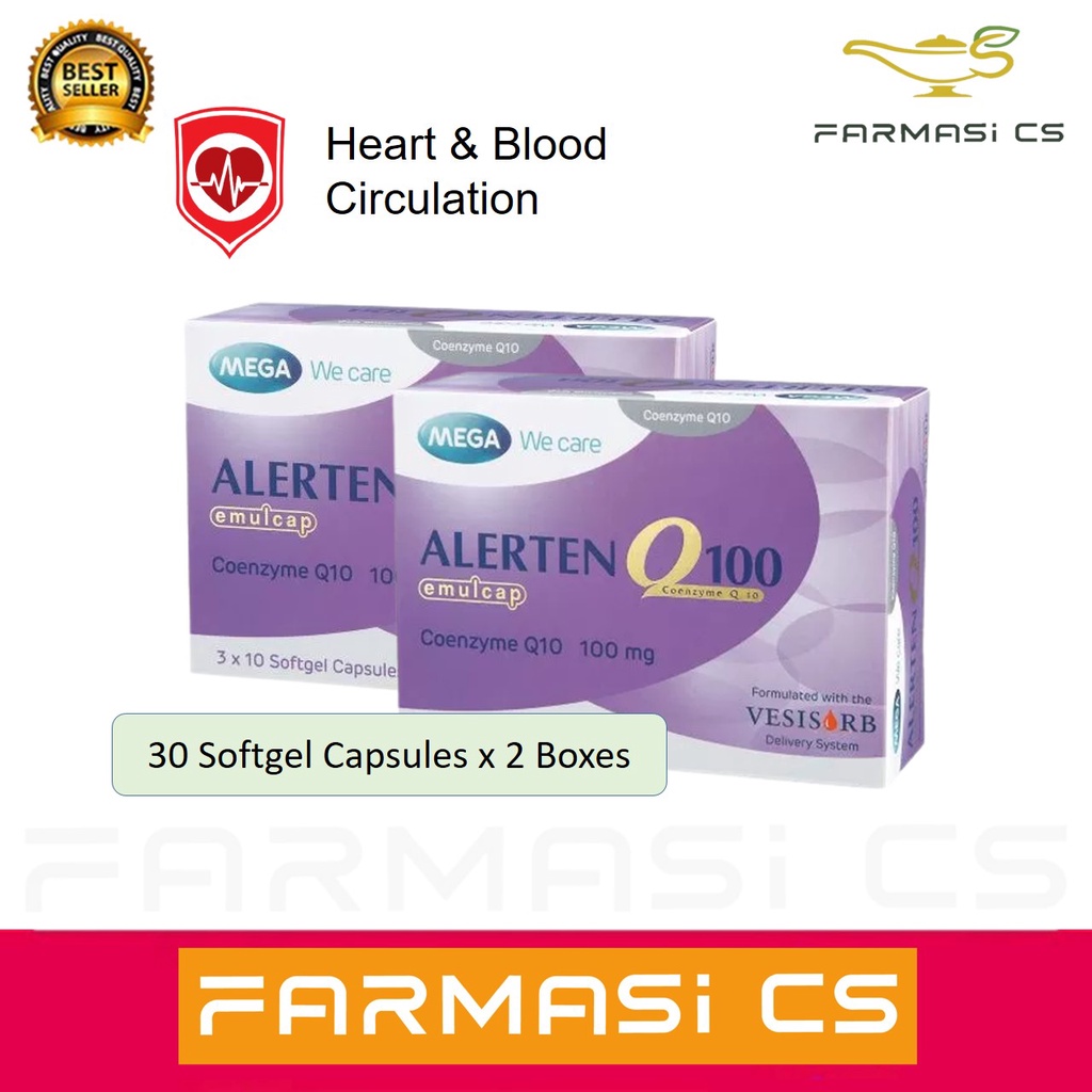 Mega Alerten Q100 100mg 30 Softgel Capsules x 2 Boxes EXP:06/2028 ...