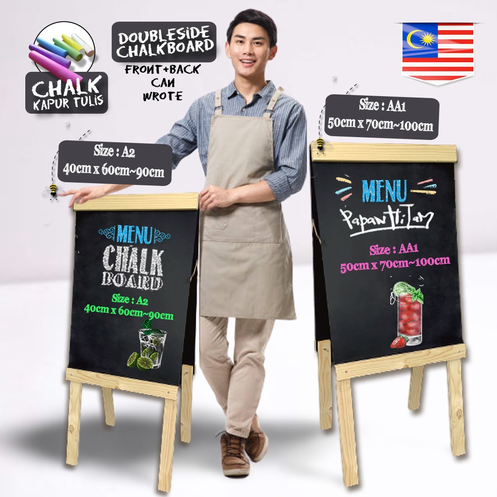 BIG MENU CHALKBOARD Blackboard Papan Hitam Cafe Children Chalk Warung ...