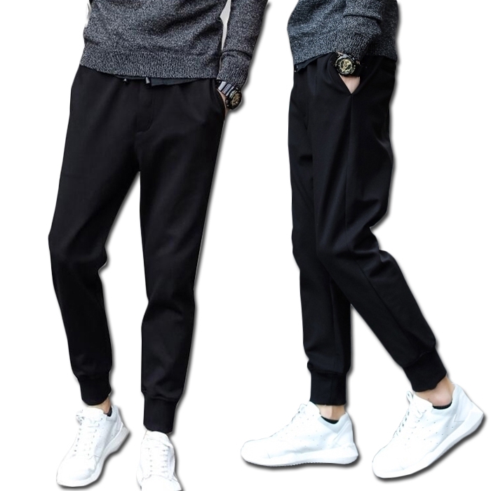 Men's Casual Black Nine Pants Men Sports Plastic Pants Couples Harem ...