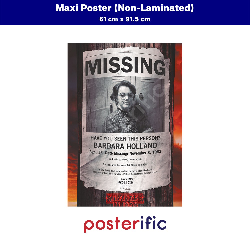 Stranger Things (Missing Barb) - Poster (61 cm X 91.5 cm) | Shopee Malaysia
