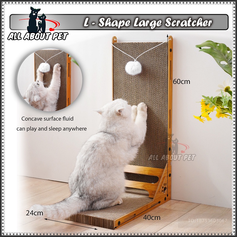 L-shaped Scratcher With Ball Cat Scratching Board Cat Toy Papan ...