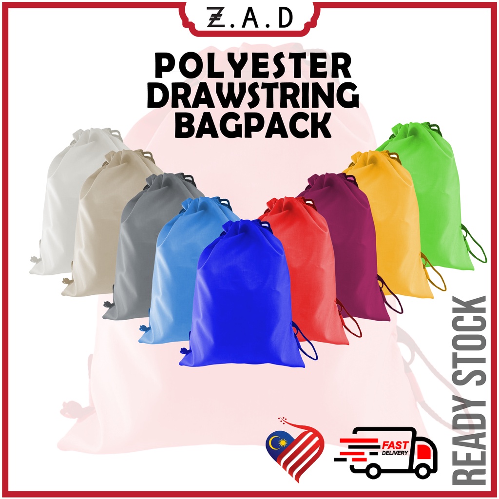Drawstring Bag Plain Polyester 420D ( Tebal )Water Resistant Gym Kasut ...