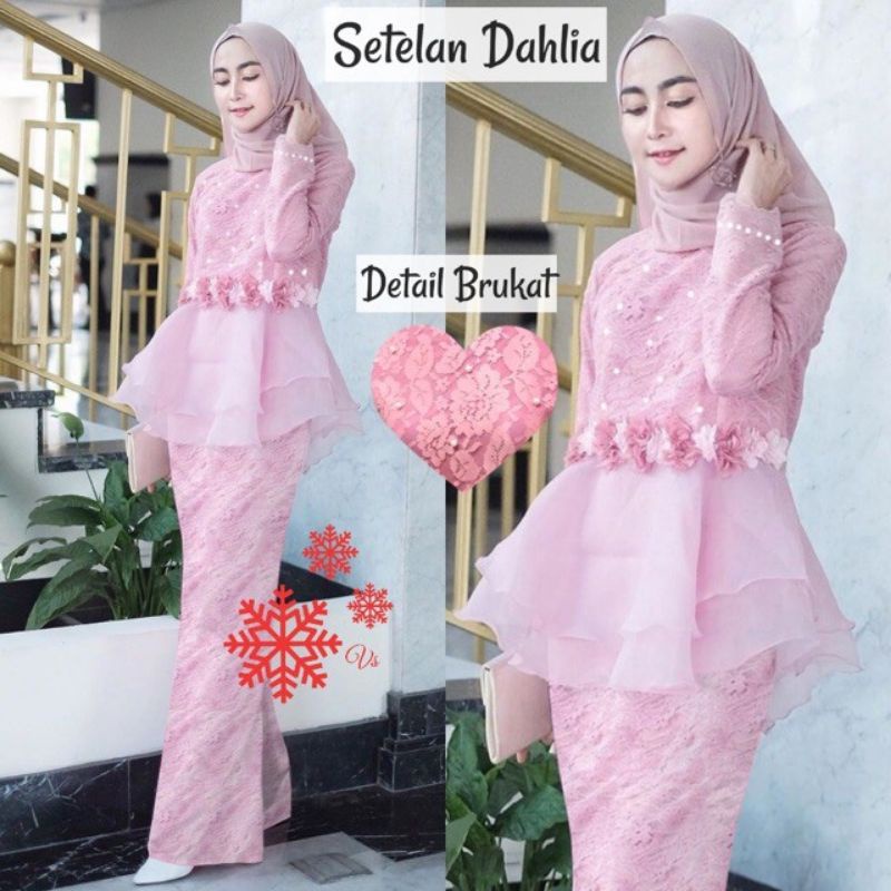 🇲🇾 Baju Raya Peplum Lace Brukat Organza Set Dahlia | Shopee Malaysia