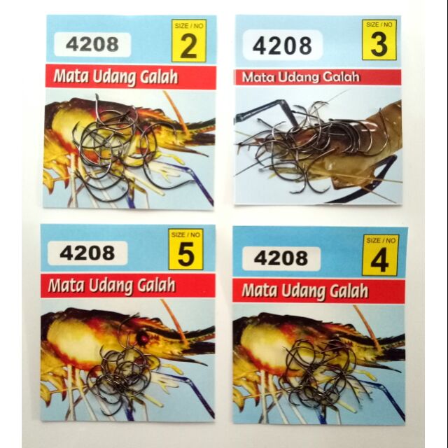 Pancing Mata kail udang galah (4208) fishing shrimp hook (flattened ...