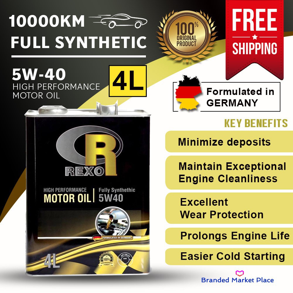 petronas engine oil Rexo Auto 5w40 Fully Synthetic Motor Oil (4L ...