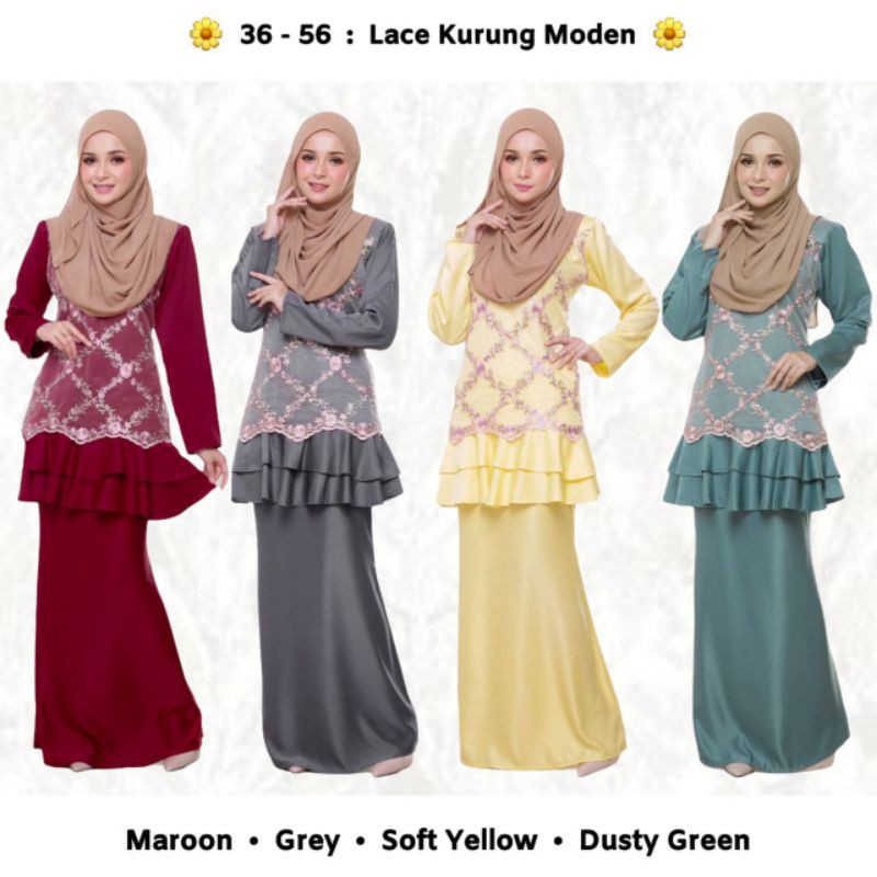 Lace Kurung Moden Ruffle Kurung Muslimah Plus Size Wear Baju Nikah Kahwin Tunang Sedondon Raya ...