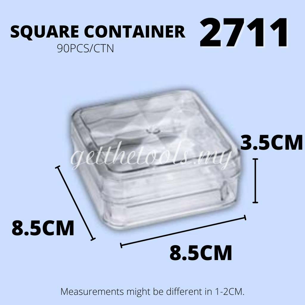 SQUARE CONTAINER 2711 正方型饼干塑料瓶罐盒巧克力盒子甜品打包盒子 CHOCOLATE COOKIES CONTAINER ...