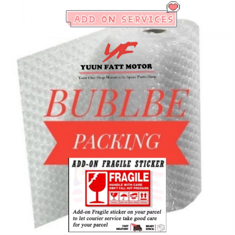 🔥Add On🔥EXTRA BUBBLE PACKING / FRAGILE STICKER / FRAGILE TAPE TO PARCEL ...