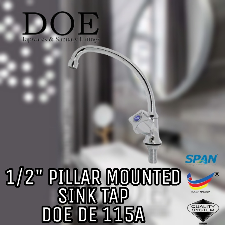 [100% ORIGINAL] DOE 1/2" Wall Mounted Sink Tap DE116A / Pillar Mounted ...