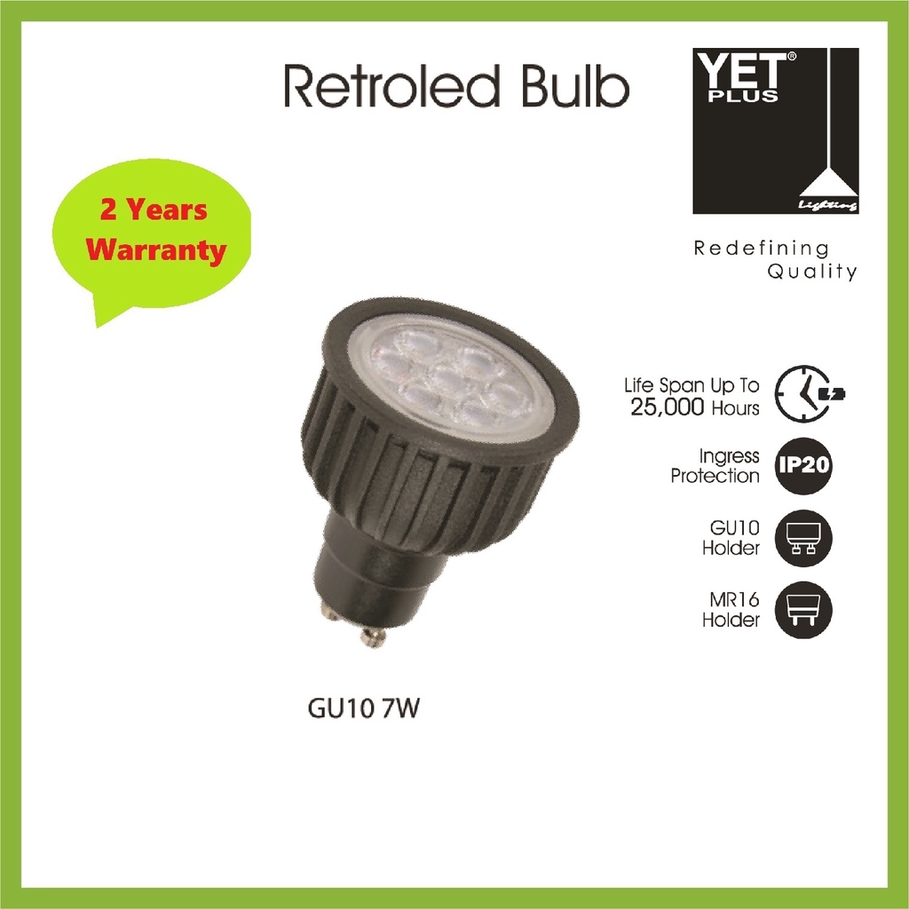 Yetplus LED Retroled Bulb GU10 (7W) - 2 years warranty / LED light bulb ...