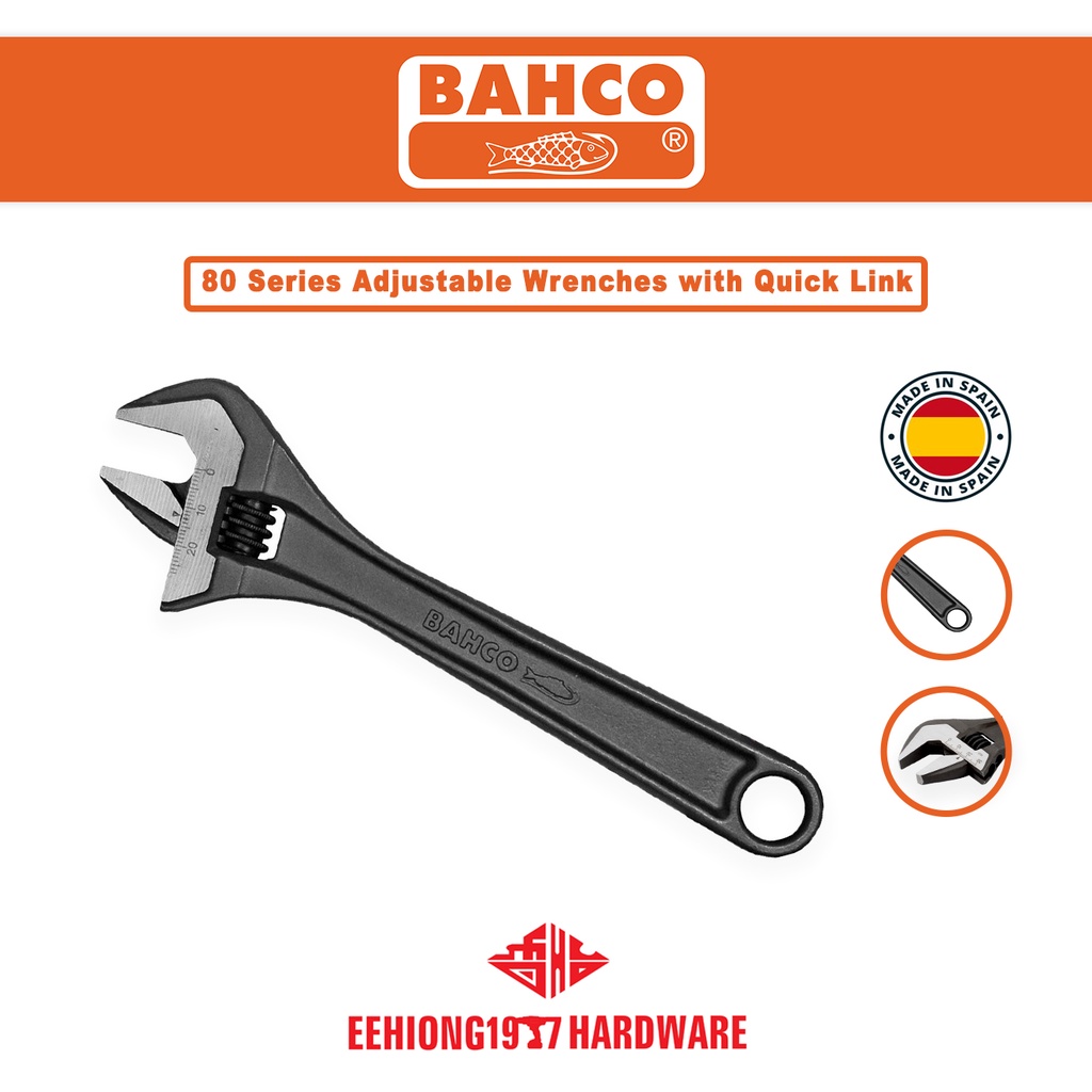 BAHCO 6071 8'' 7071 8” 7072 10” 7073 12” 80 SERIES 8069 8070 8071 8072 8073 ADJUSTABLE WRENCH ...
