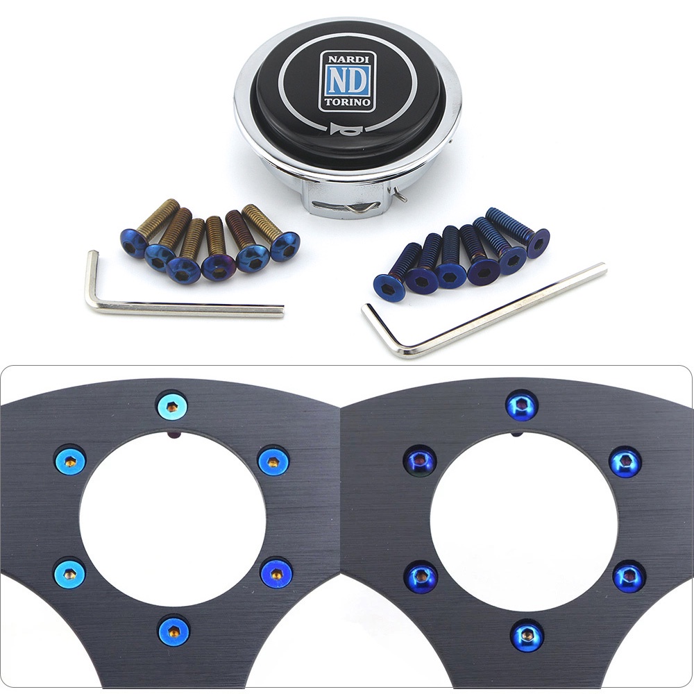 ND NARDI Steering Wheel Horn Button 6pcs Burnt Titanium Blue Steering ...