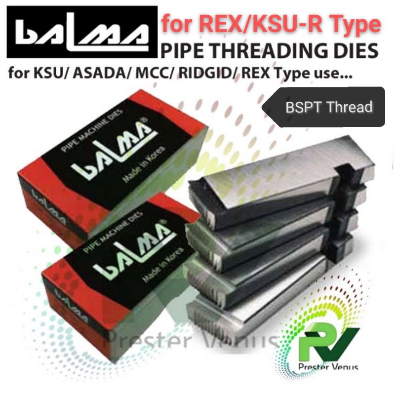 REX / KSU / MCC / RIDGID / ASADA PIPE THREADING DIES SET H.S.S / BSPT ...