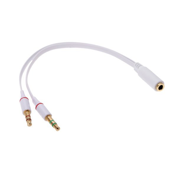 3.5mm Y Splitter 2 Jack Headset Microphone (Male) to 1 (Female ...