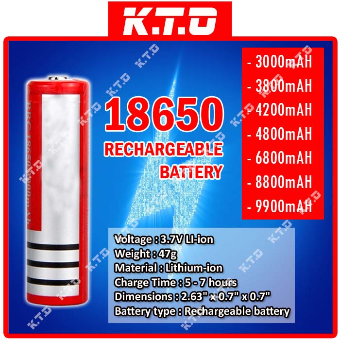 1 Pcs 18650 Button Top Rechargeable Battery Li-ion ( Available In 7 ...