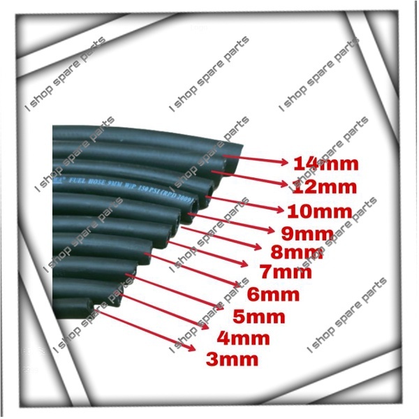 FUEL HOSE PETROL HOSE OIL HOSE 3MM 4MM 5MM 6MM 7MM 8MM 9MM 10MM 12MM 14MM 16MM UNIGAWA (1FEET ...