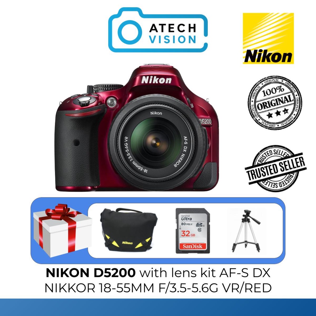 Nikon D5200 DSLR Camera with 18-55mm Lens (Red) | Shopee Malaysia