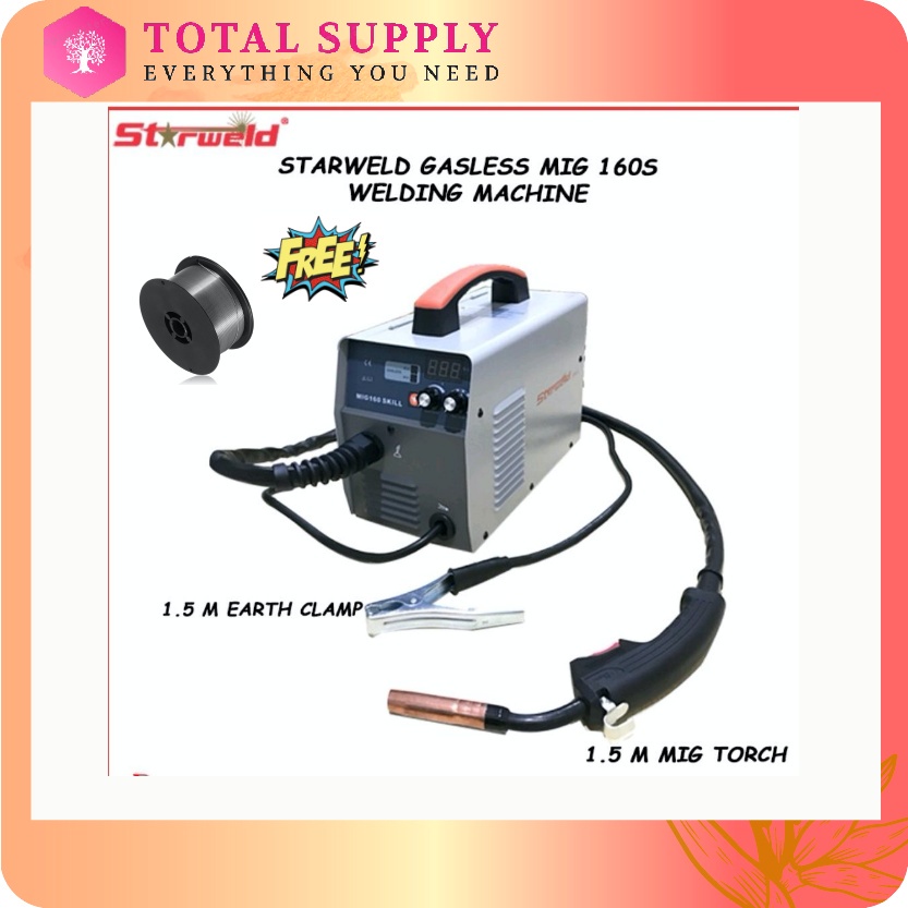 (READY STOCK)TOTAL GASLESS MIG160 MIG WELDING MACHINE FOC 4 THING ...