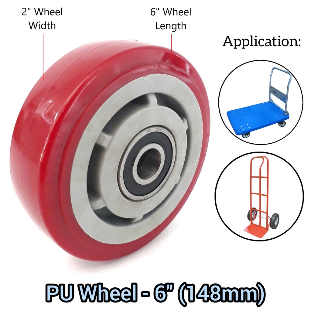 Super Heavy Duty Solid Industrial 6 Inch PU Wheel For Trolley | Shopee ...
