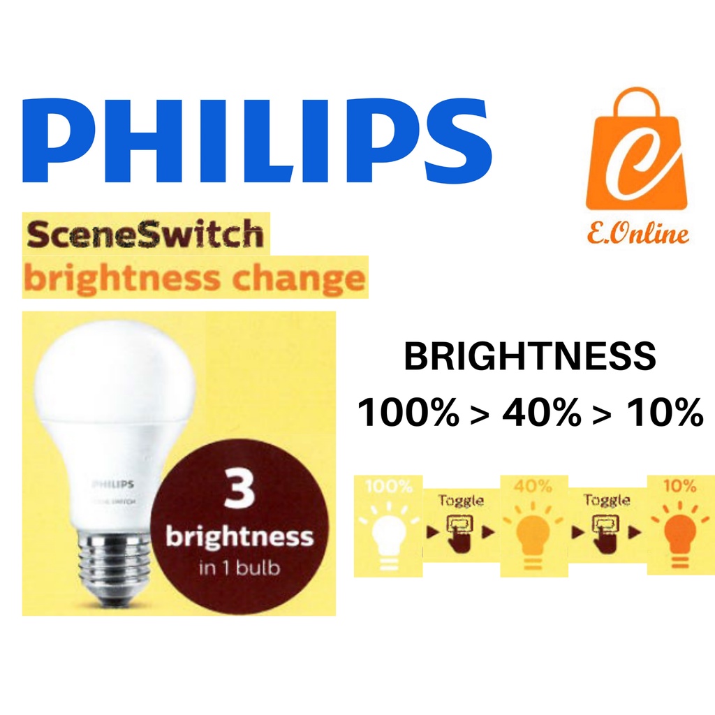 PHILIPS SCENE SWITCH A60 3STEP 9-70W E27 (3000K / 6500K) | Shopee Malaysia