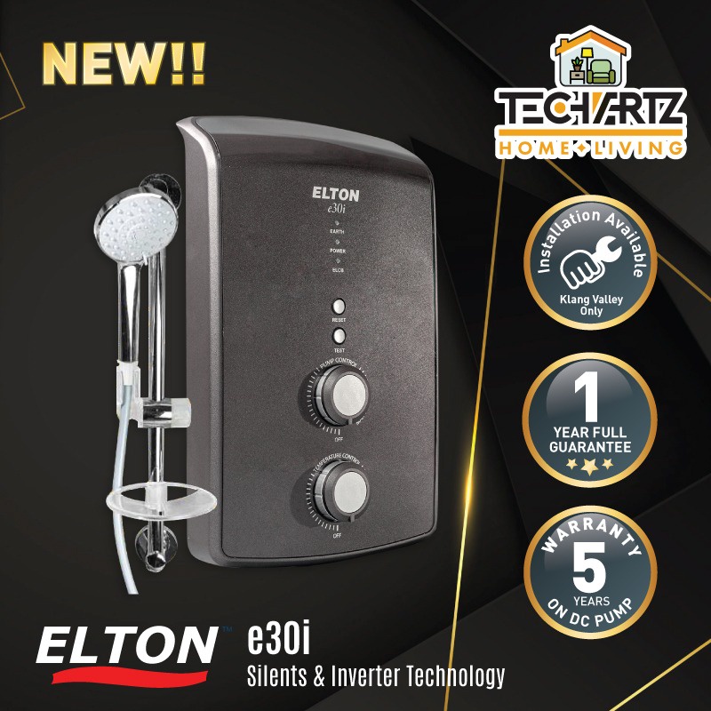 ELTON e30i Electric Instant Water Heater 6Bar Water Pressure ELCB System Splash Proof Casing ...