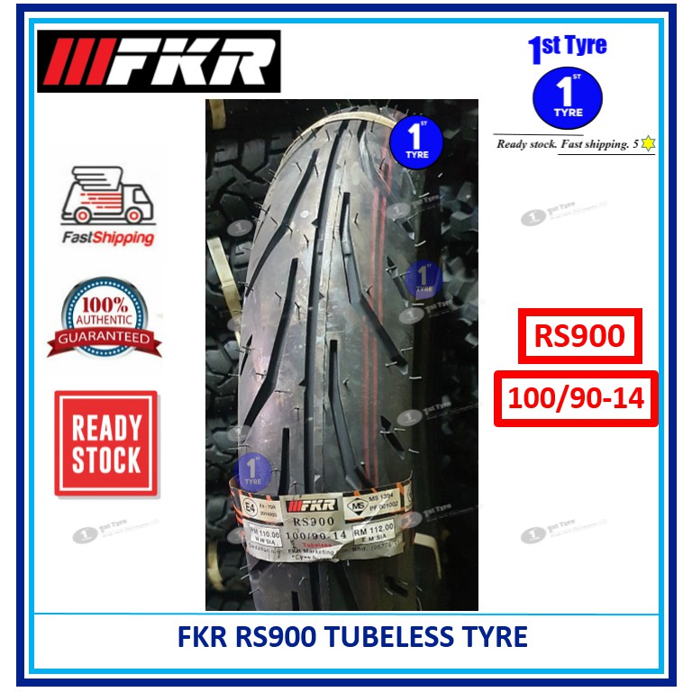 FKR MOTORCYCLE TYRE RS900 100/90-14 TUBELESS [ TAYAR 2024 ] | Shopee Malaysia
