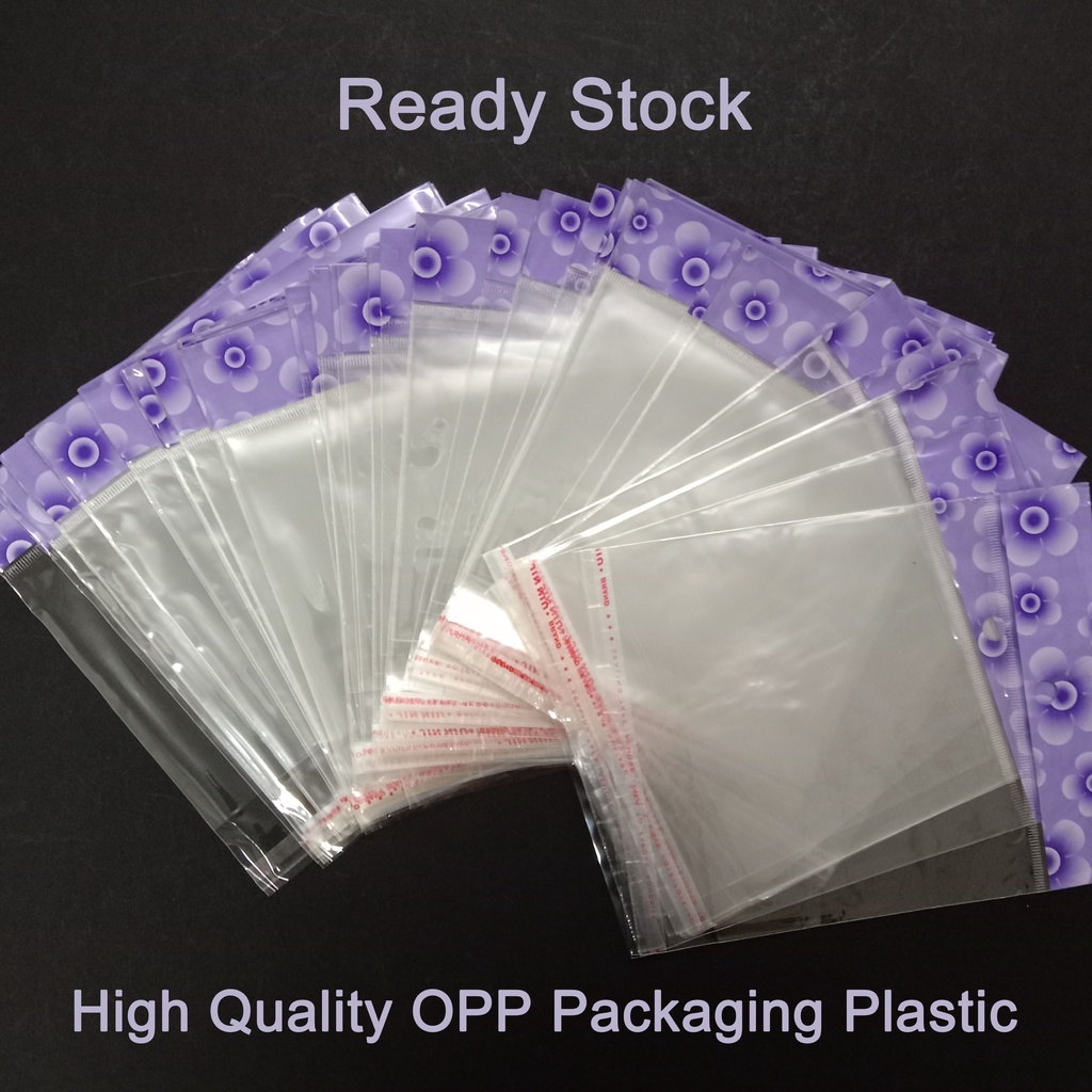 Self Adhesive Clear Transparent OPP Plastic Bag With Purple Header (100 ...
