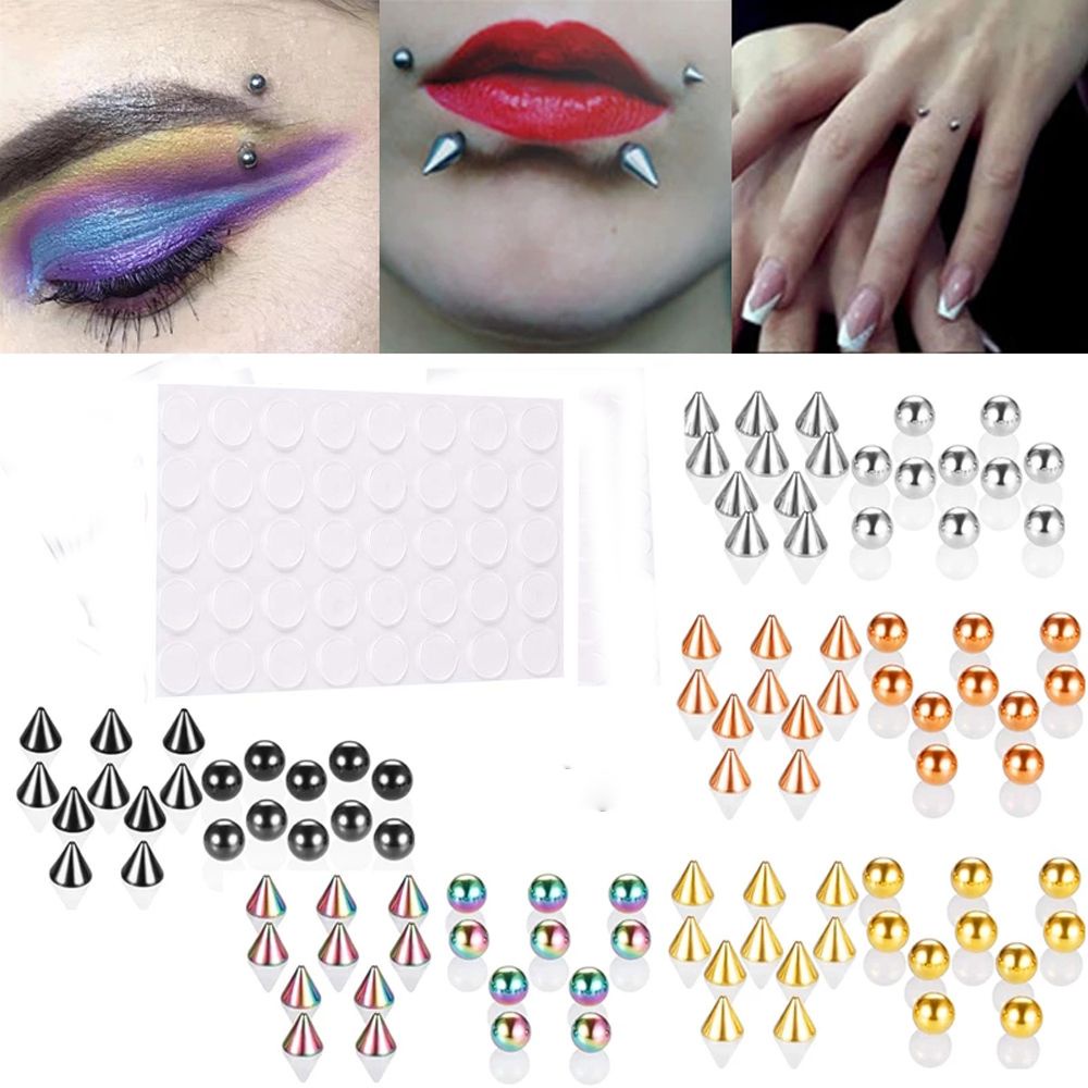 TWINKLE1 Stainless Steel Fake Piercing Stud Set Fake Nose Ring Stud ...