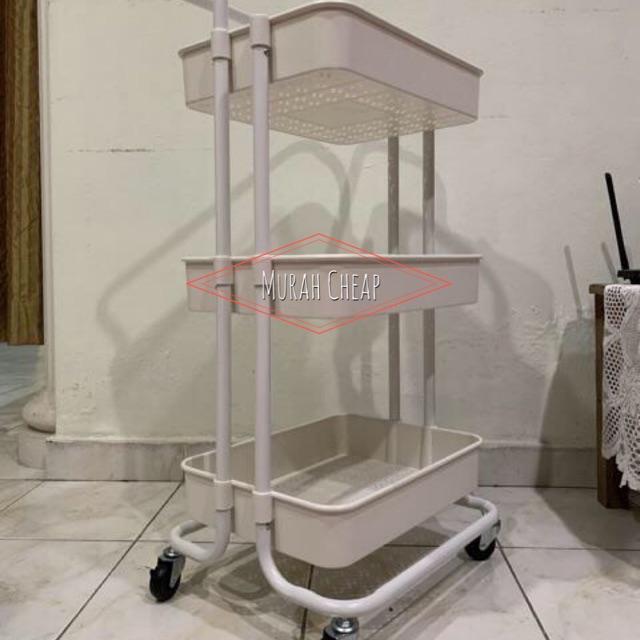 (Ready Stock) 3 Tier Trolley Home Trolley Storage Rack with wheel ikea ...