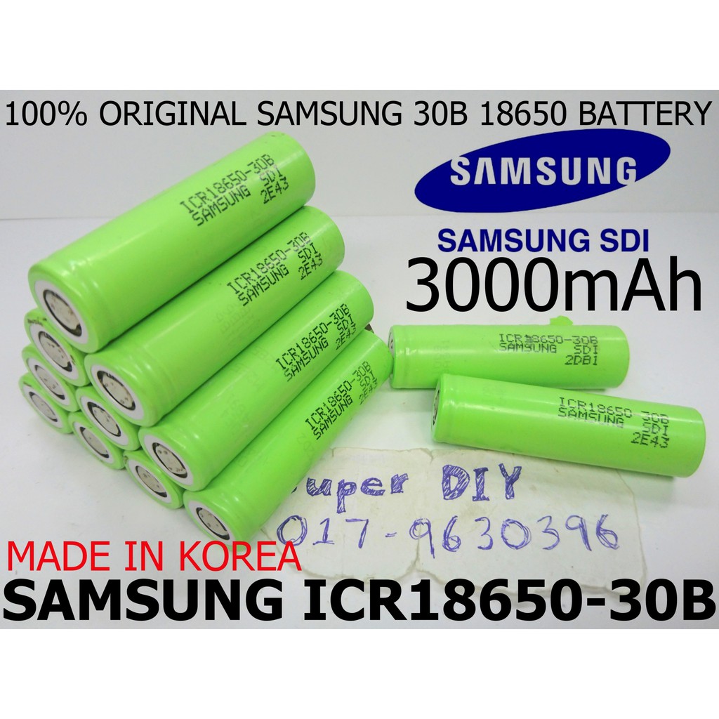 Samsung ICR 18650 30B 3.7V 3.8V 3000mAh Lithium ion Li-Ion Rechargeable ...