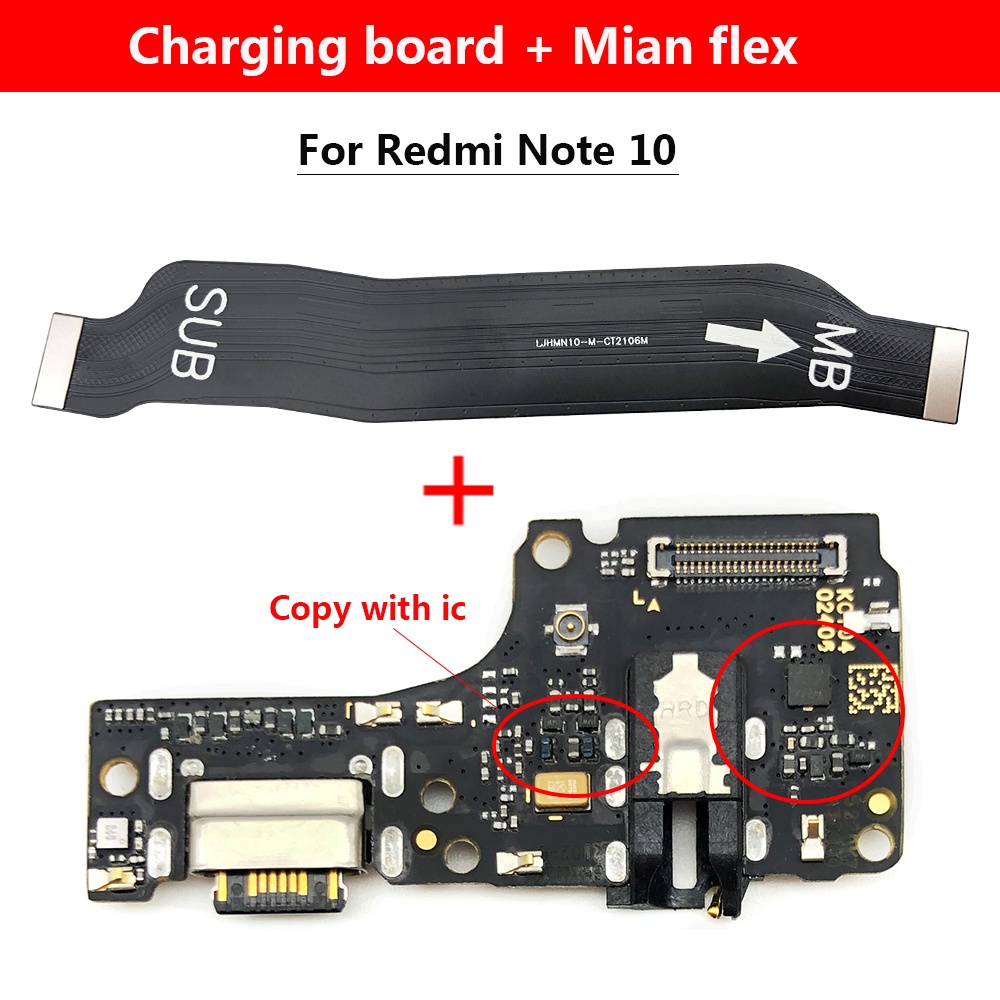 USB Charging Port Flex For Redmi Note 10 With Main Board Motherboard Connector Charging Board ...