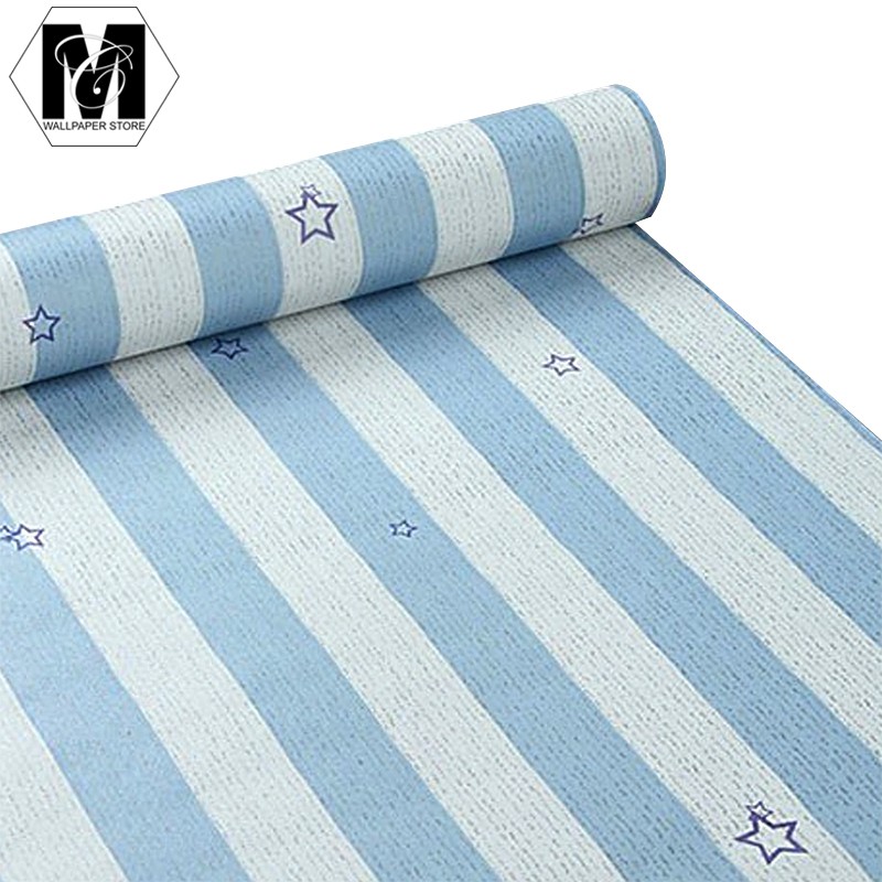 PVC Blue Stripes with Star Design Wall Decor PVC Waterproof Self ...