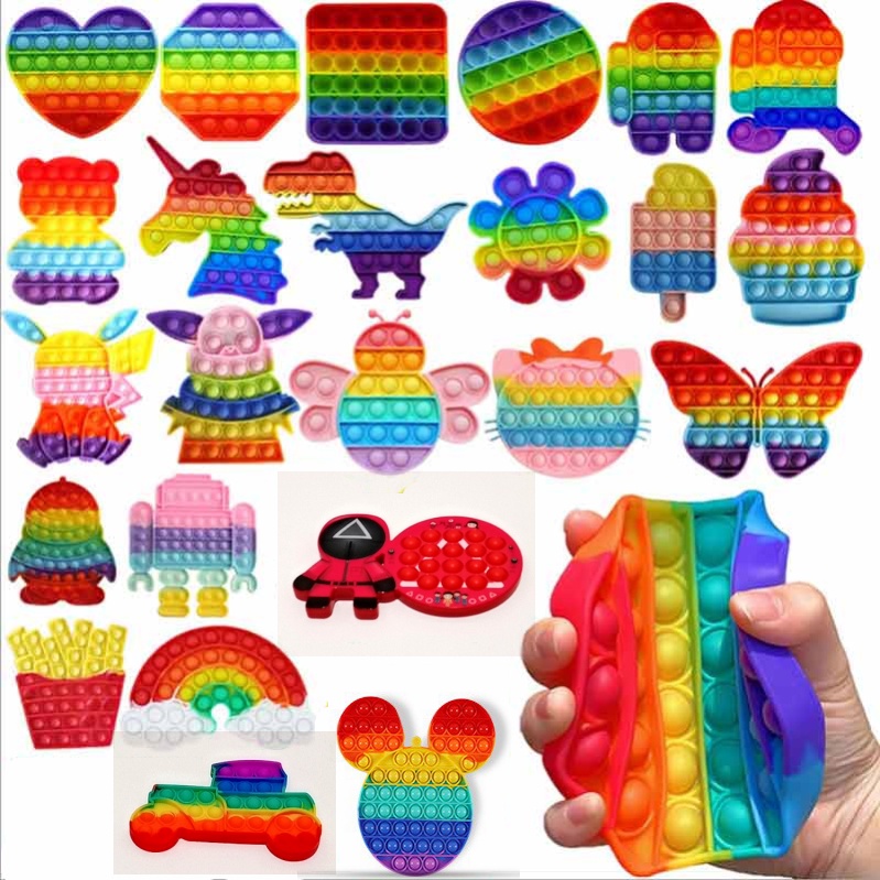 (Ready Stock)Pop It Fidget Toys Push Bubble Sensory Toys Silicone Popit ...