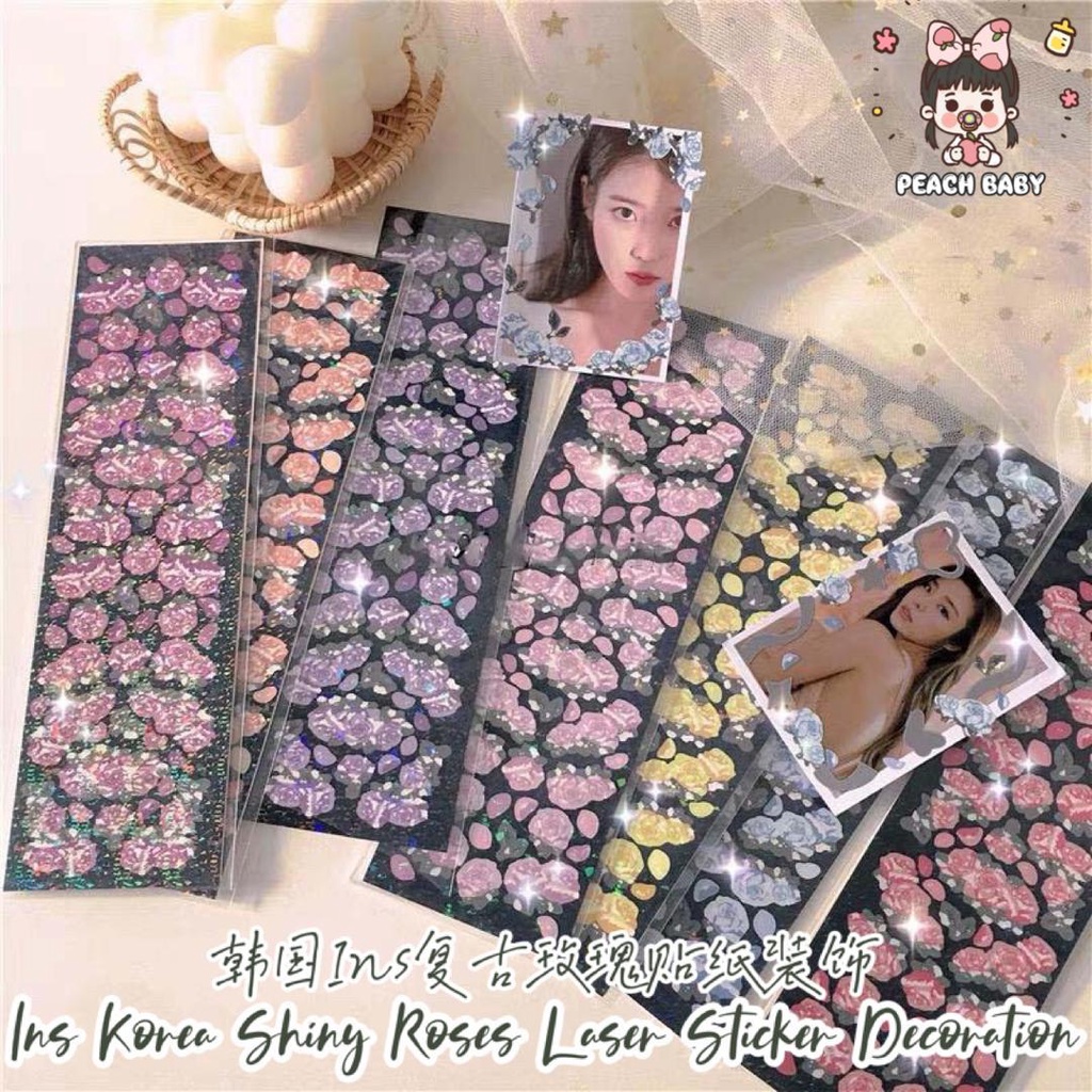 1 PCS Ins Kores Rose Sticker Shiny Laser Sticker Resin Art Casing ...