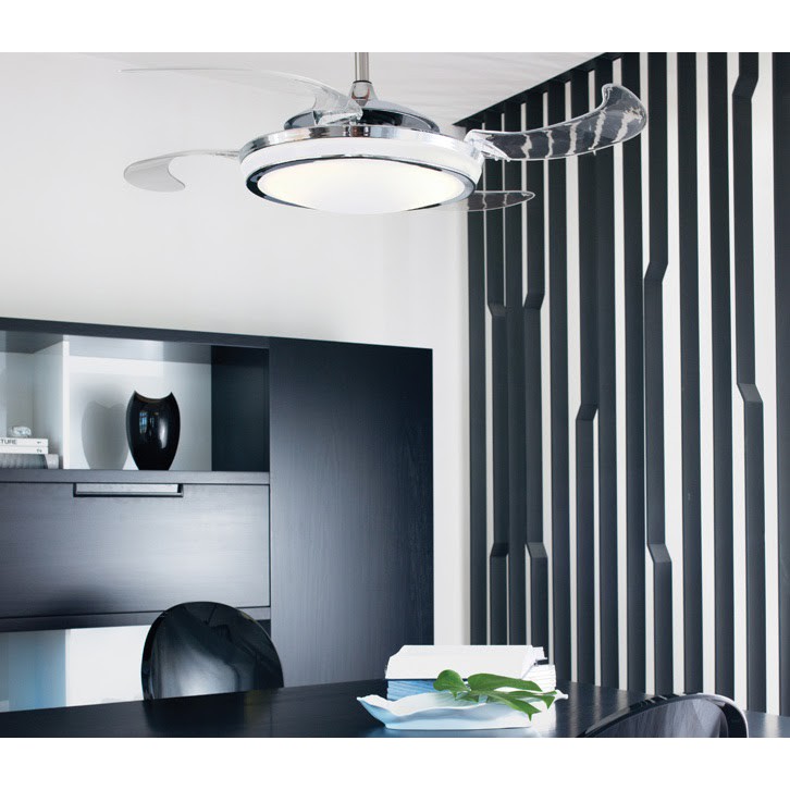 Elmark FANAWAY 48" Retractable 4-Blade Remote Ceiling Fan with LED ...