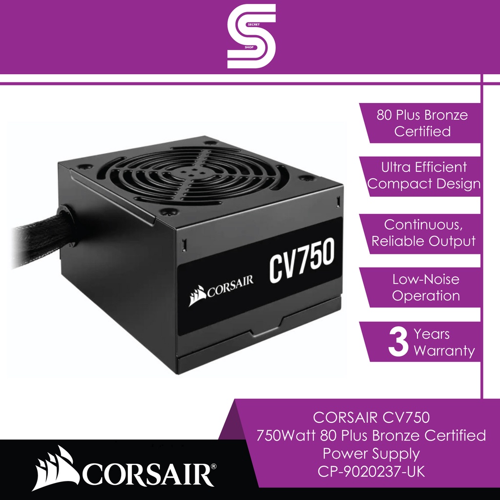 CORSAIR CV750 750Watt 80 Plus Bronze Certified Power Supply - CP-9020237-UK | Shopee Malaysia