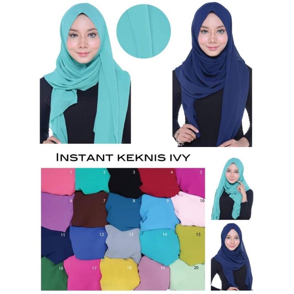 Tudung Instant Shawl Chiffon Selendang Ironless Hitam Putih Keknis ...