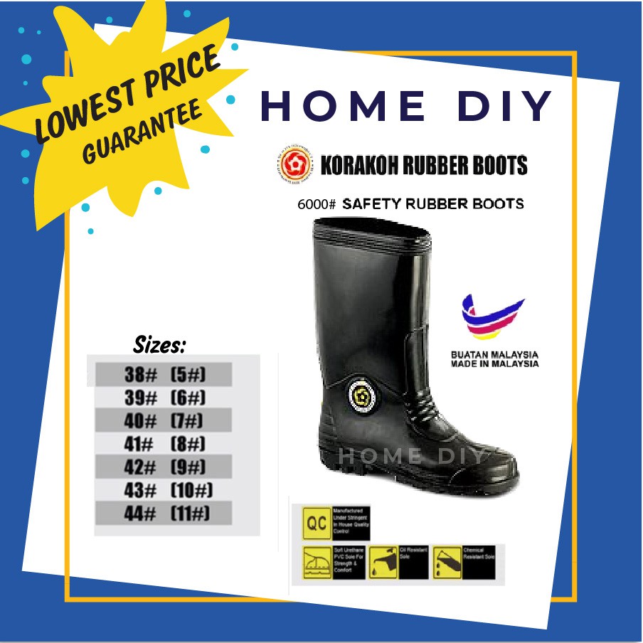 Korakoh M6000 Heavy Duty Black Safety Rubber Boot | Shopee Malaysia