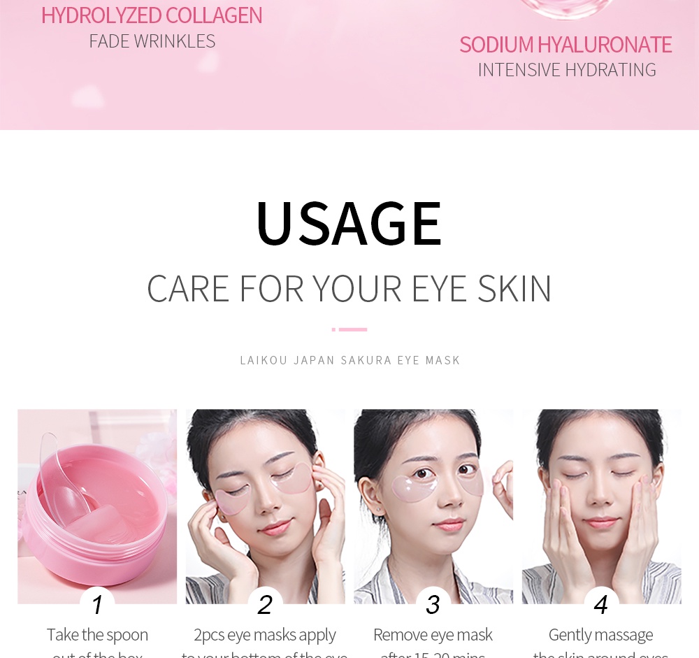 LAIKOU Japan Sakura Skin Rejuvenating Eye Mask Remove Fine Lines Eye ...