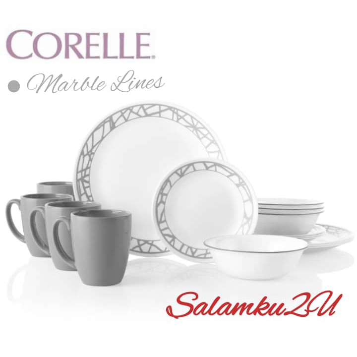 16PCS CORELLE LIVINGWARE DINNER SET/SET PINGGAN MANGKUK PIRING CAWAN ...
