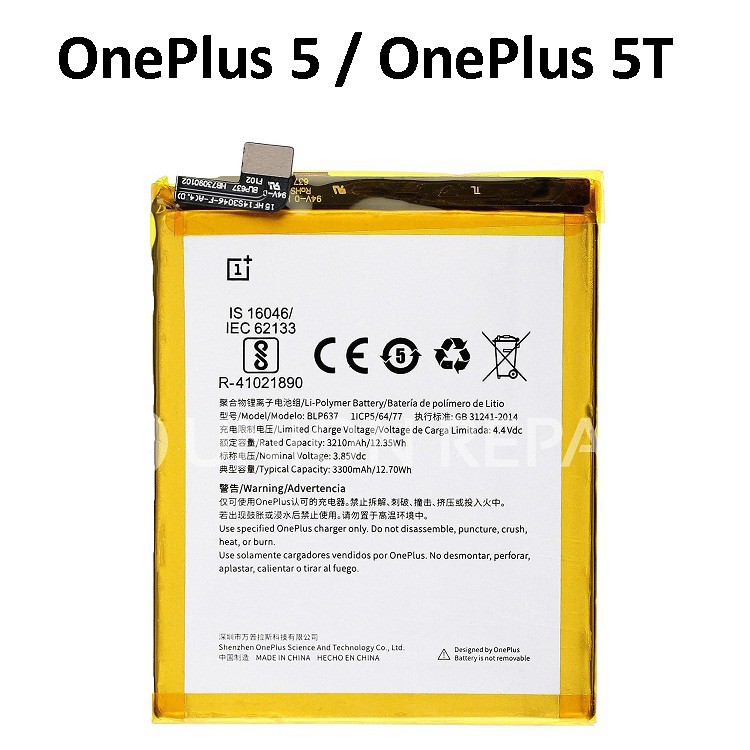 For One Plus 5 / OnePlus 5T Battery BLP637 For Repair Replacement @ 3300mAh ( 1 + 5 5T / 1+5 / 1 ...