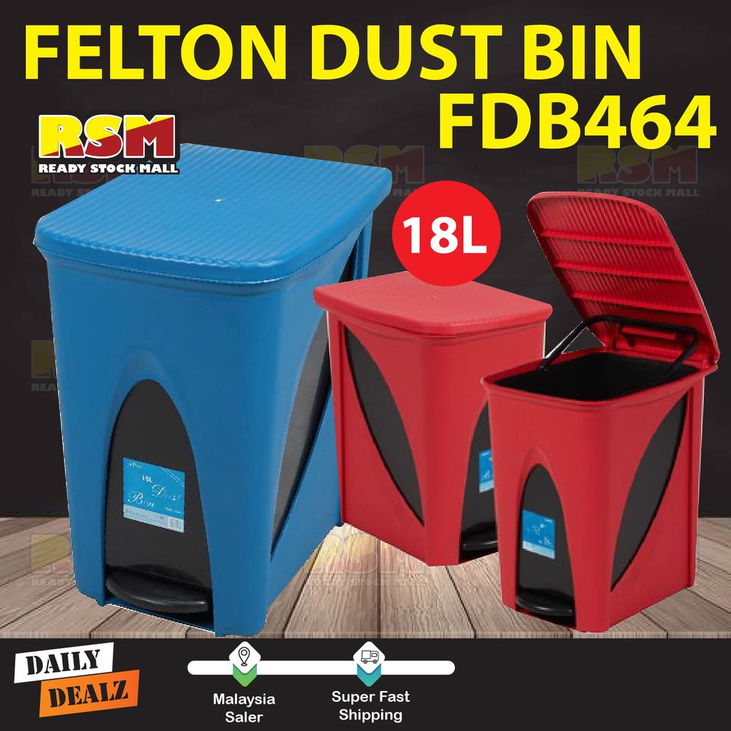 FELTON STEP BIN FDB464 18L Office School Indoor Dustbin Waste Garbage ...