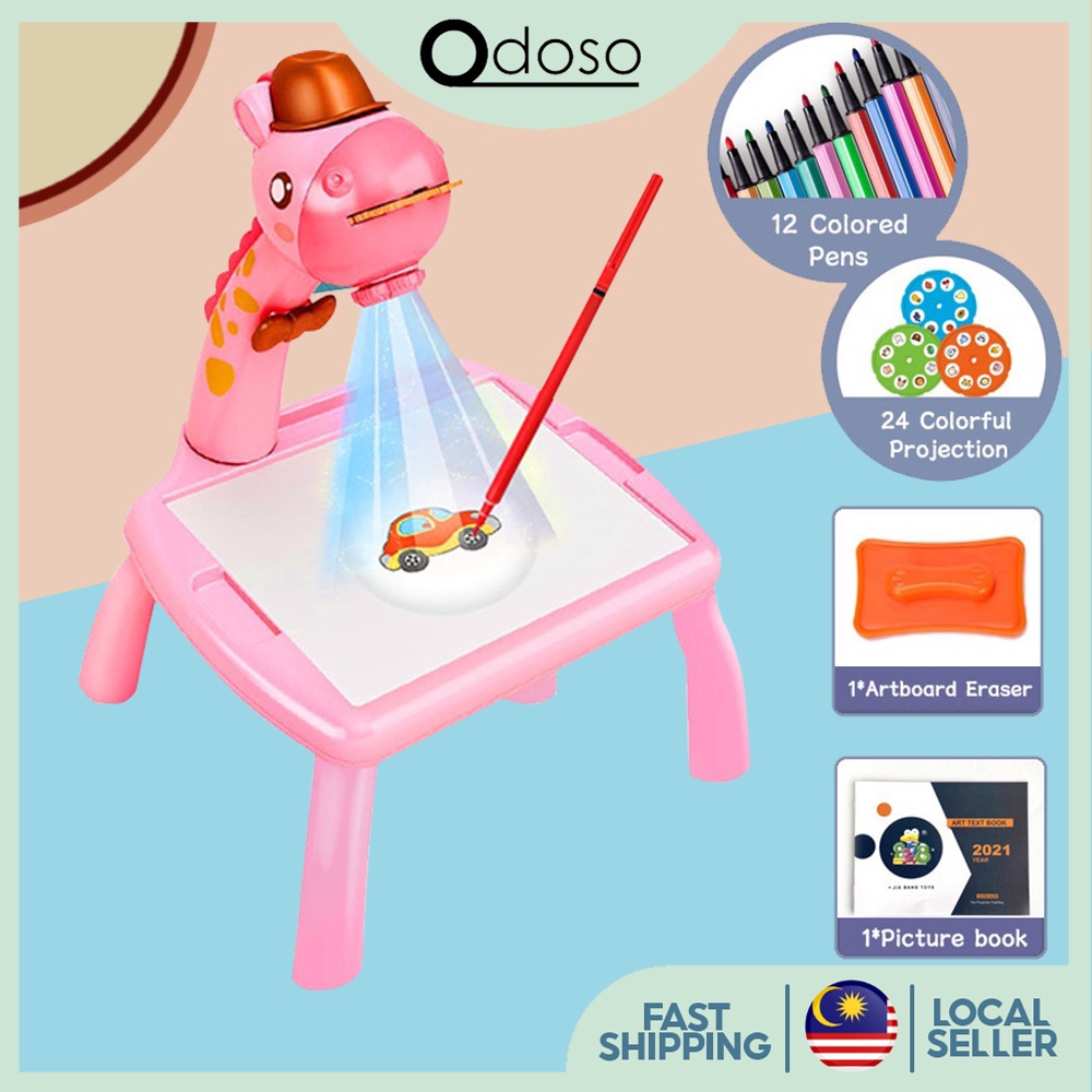 Child Smart Projector Desk With Light & Music Learning Painting Toy ...