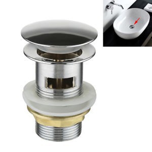 60mm brass push up button waste with overflow (for bathroom white basin ...