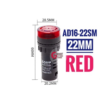 Buzzer 22MM Panel Buzzer Sound With Flashing Led Light DC24V DC12V ...