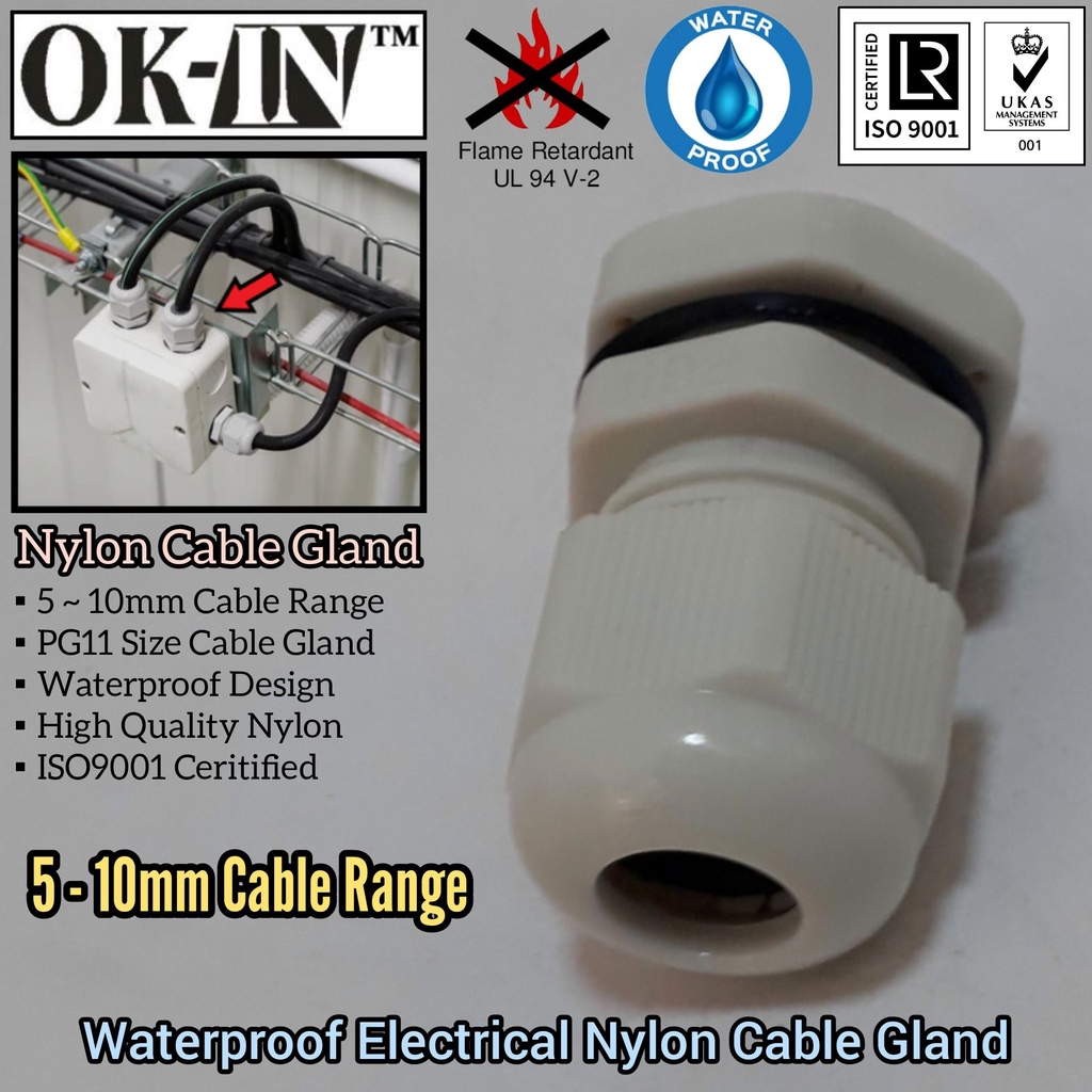OK-IN Waterproof Electrical Nylon Cable Gland For 3 Core Wire House ...