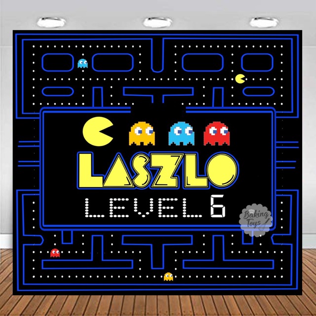 Pac - Man Doodle Backdrop Birthday / Flexi Banner / Wall background ...