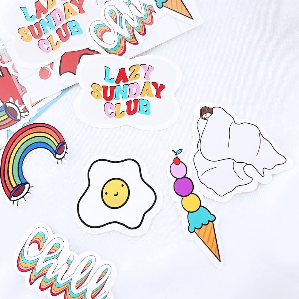 7pcs Lazy Sunday Sticker Pack, Funky Sticker, Sticker for kids, Sticker ...