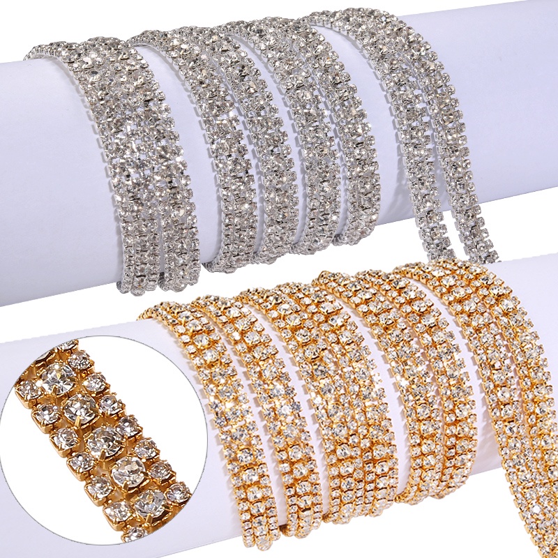 QIAO 1Yard Rhinestones Trimming Chain Crystal Glitter Stones Sewn ...